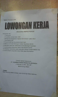 Lowongan Kerja PT. Teckwah Paper Products Muka Kuning Batam (Januari ...
