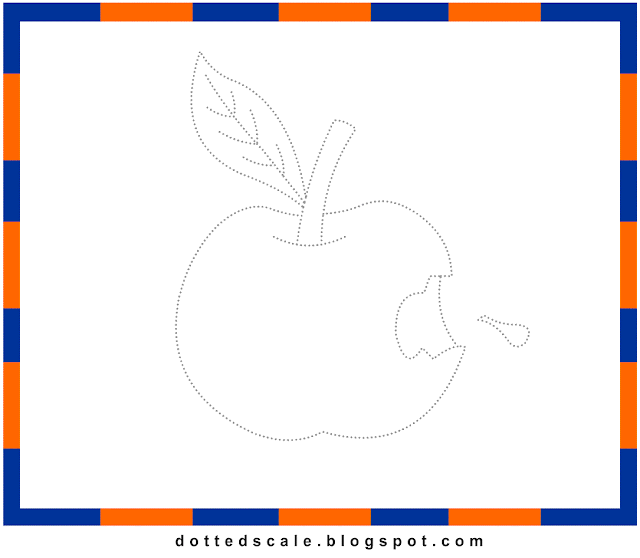 Printable Dotted Drawing Pictures: Apple Dotted