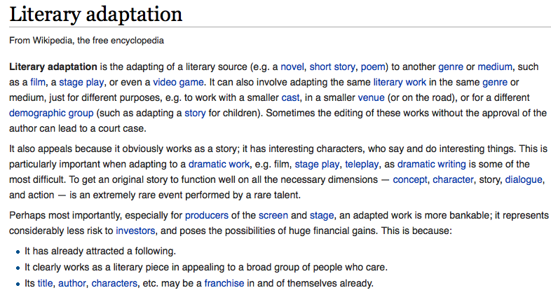 Fiction Adaptation: What is adaptation?