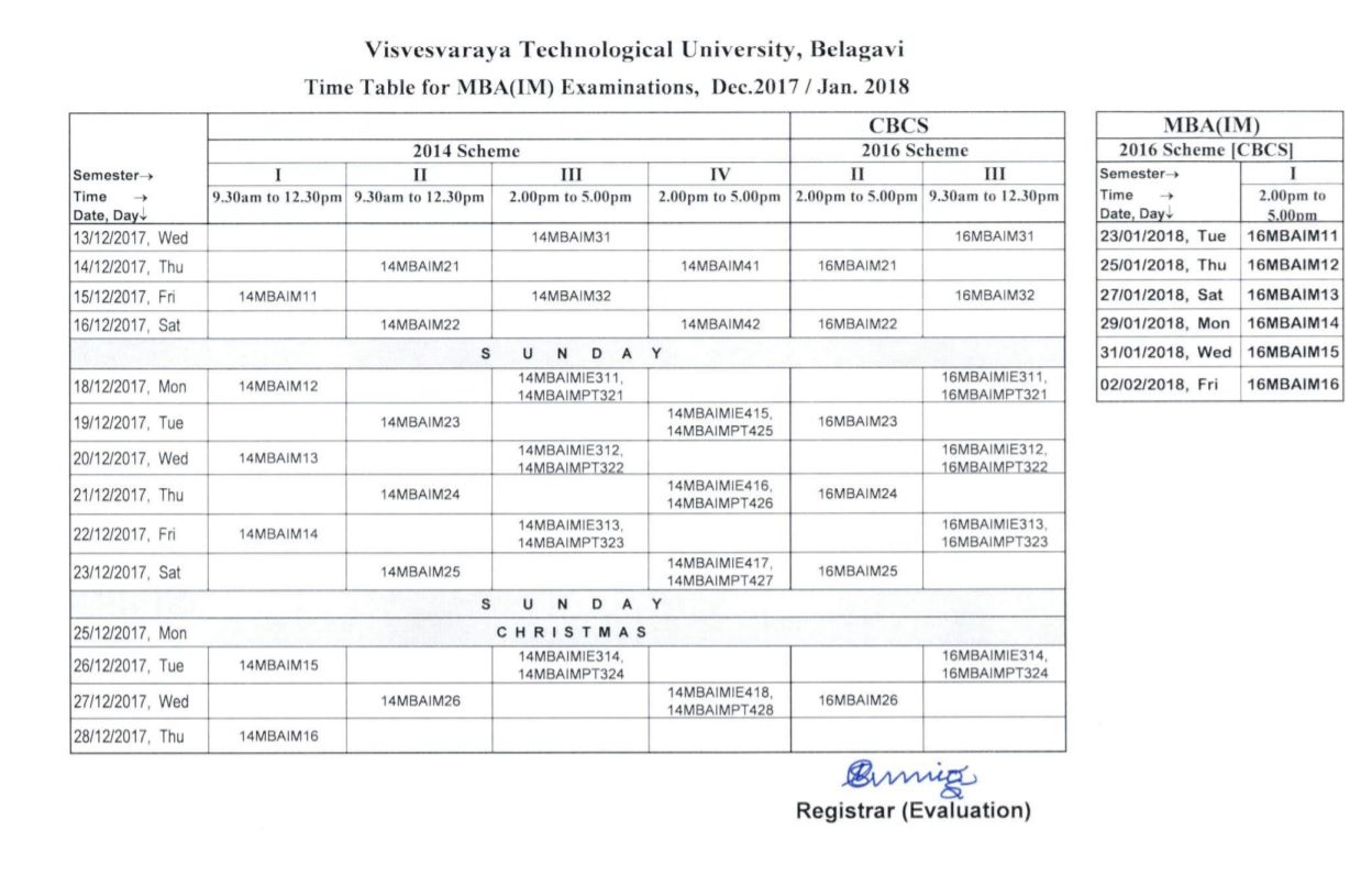 True Gift: VTU Time Table December 2017 January 2018 - VTU Time Table ...