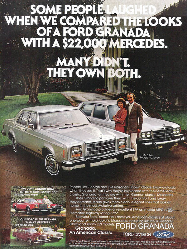Burlappcar: How about some comparative car ads from the 70's...