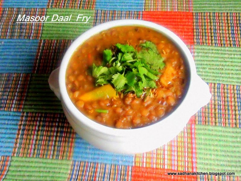 Madappalli - Temple's Kitchen: Brown Lentil fry/Masoor ki Daal