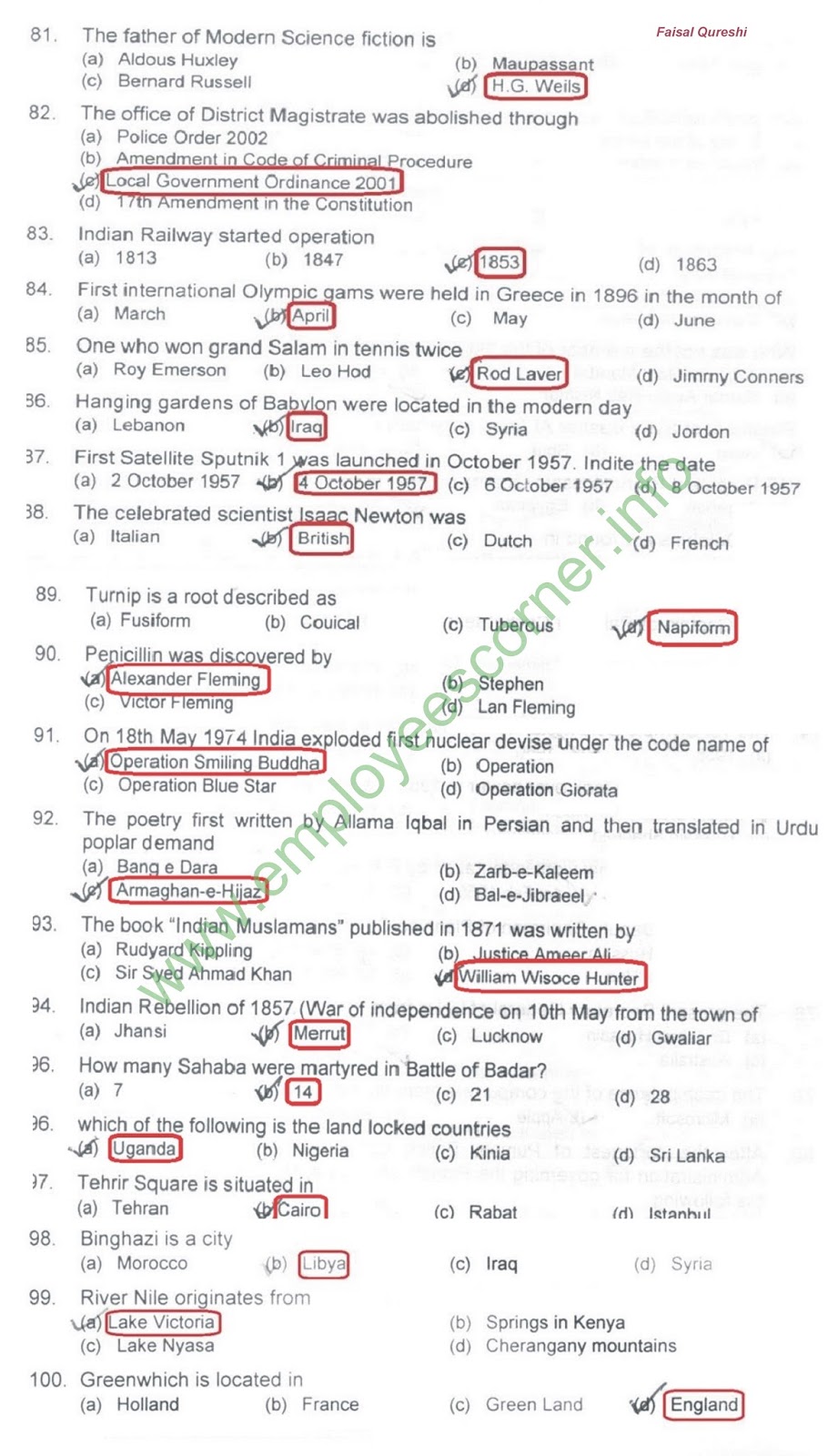 PPSC PMS Past Papers Solved General Knowledge MCQs with Answers ...