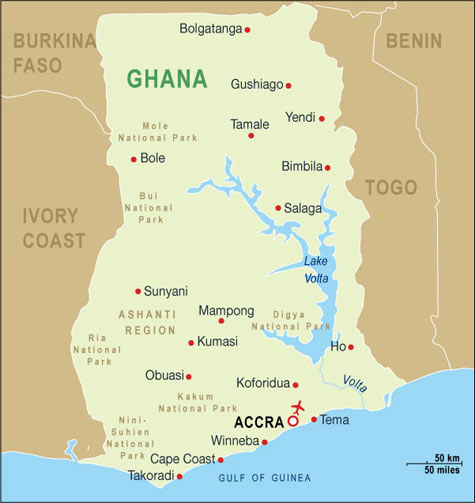 Ghana Country Map | Map of World Region City
