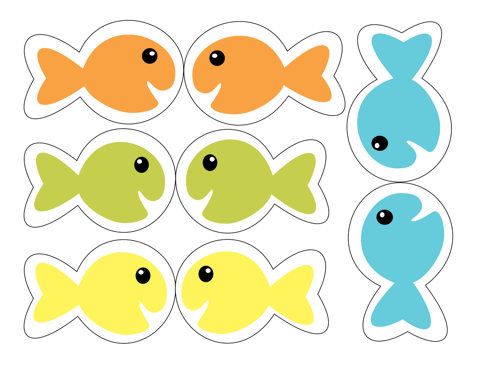 Plantilla para móvil de peces - colorear tus dibujos