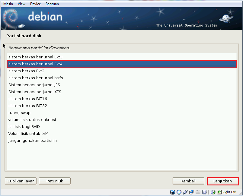 Langkah-langkah Instalasi Debian GUI GUI dengan Vbox