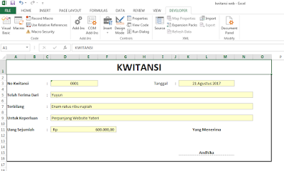 Cara Membuat Kwitansi Dengan Menggunakan Microsoft Excel - Warung Internet