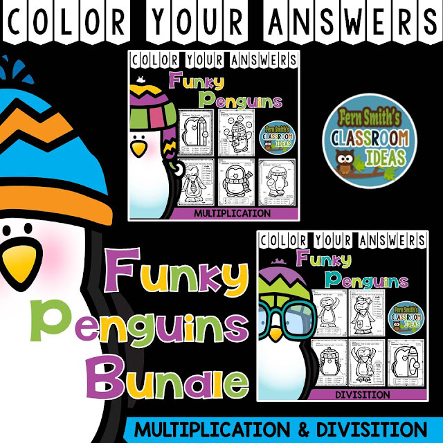 Winter Fun! Funky Penguins Color Your Answers Printables For Addition ...