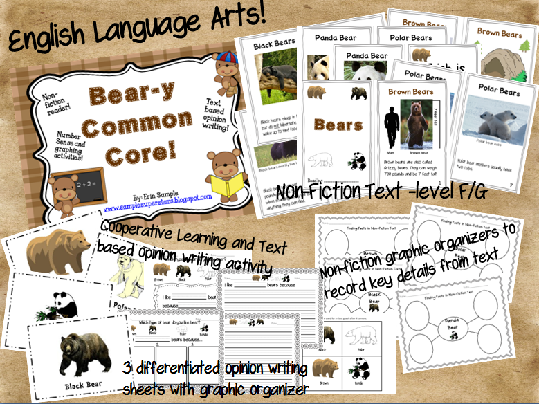 Sample's Superstars: "Beary" Common Core Bear Unit with freebies!