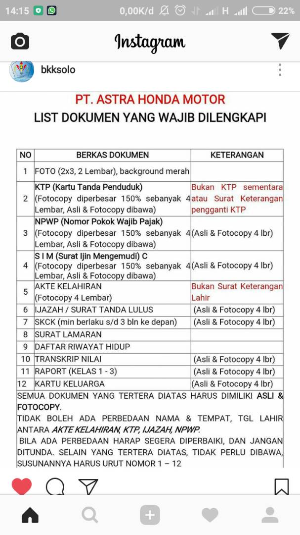 HASIL MCU PT. AHM ~ Bursa Kerja Khusus (BKK) SMK Negeri 2 Sragen