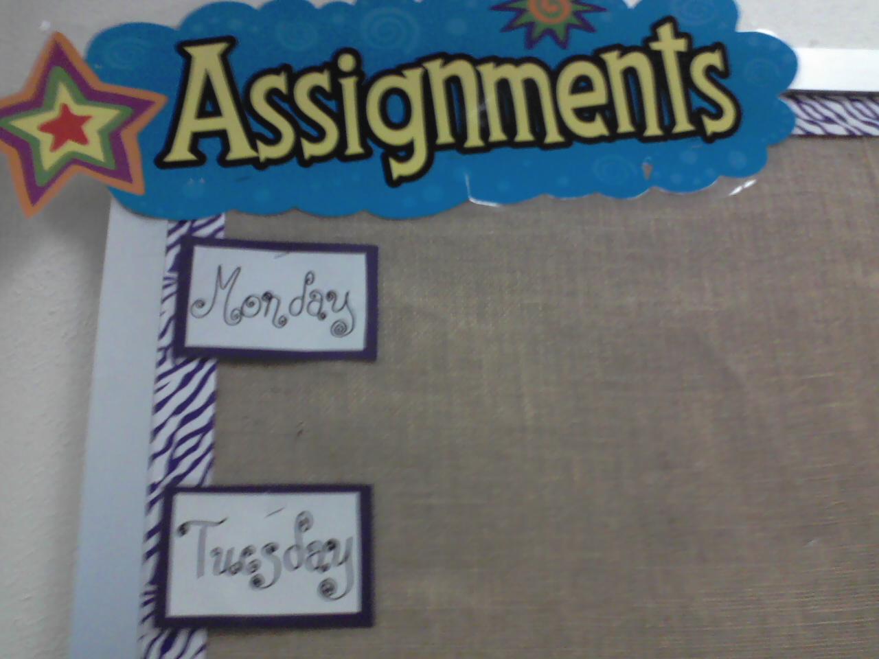 The Road to Organization: Assignment and Missing Work Bulletin Board