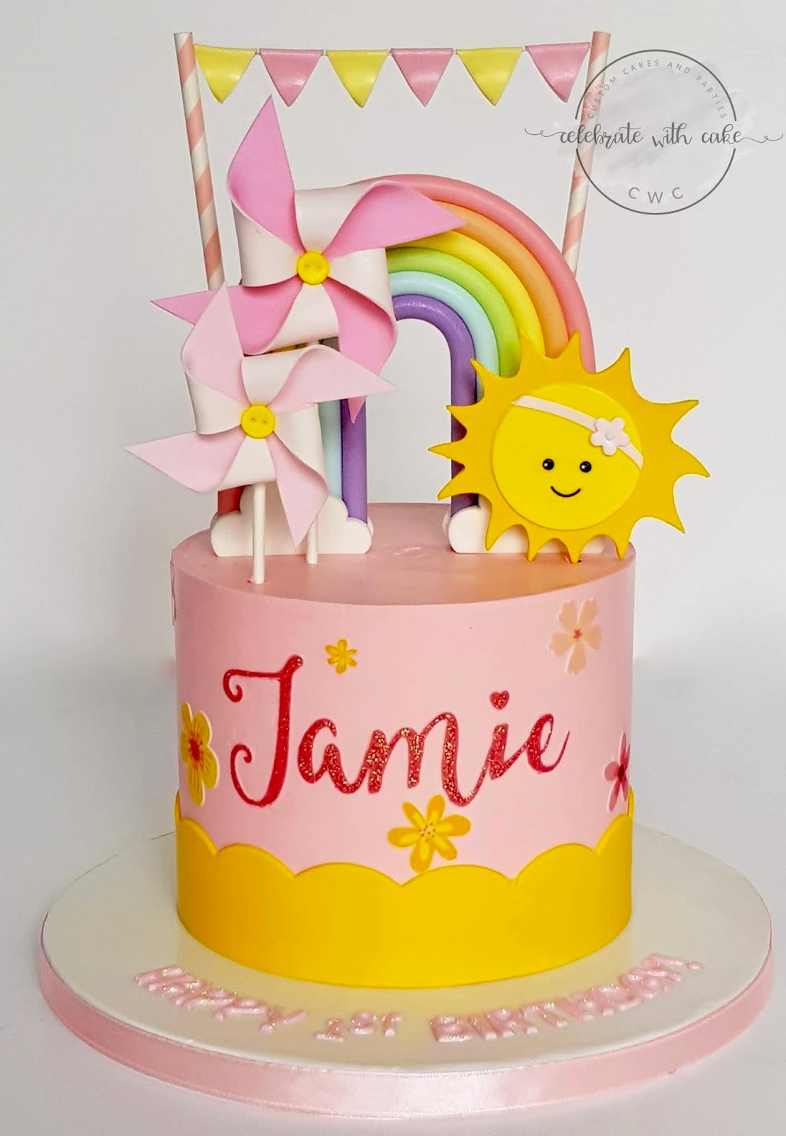 Celebrate with Cake!: Rainbow, windmill and Sun 1st Birthday Cake