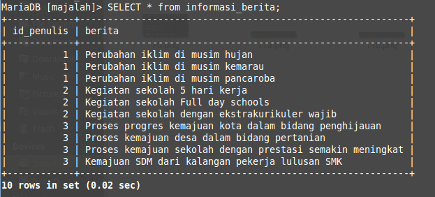 Membuat Database menggunakan terminal di Mariadb - Risanurhaeni