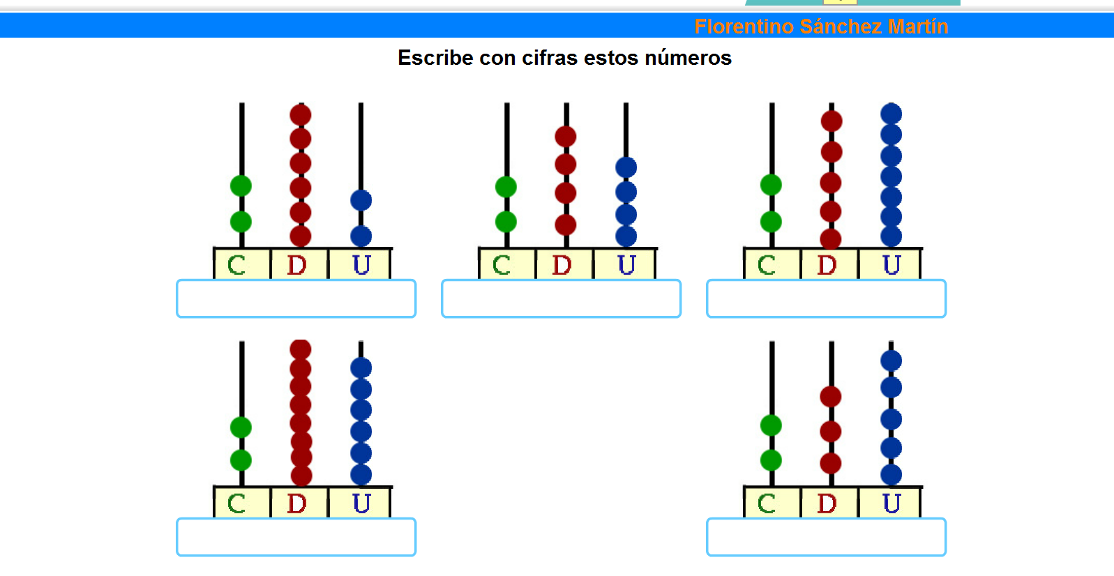 Mis alumnos: Rosana.primaria: JUEGO DE ÁBACOS. UNIDAD, DECENA Y CENTENA.