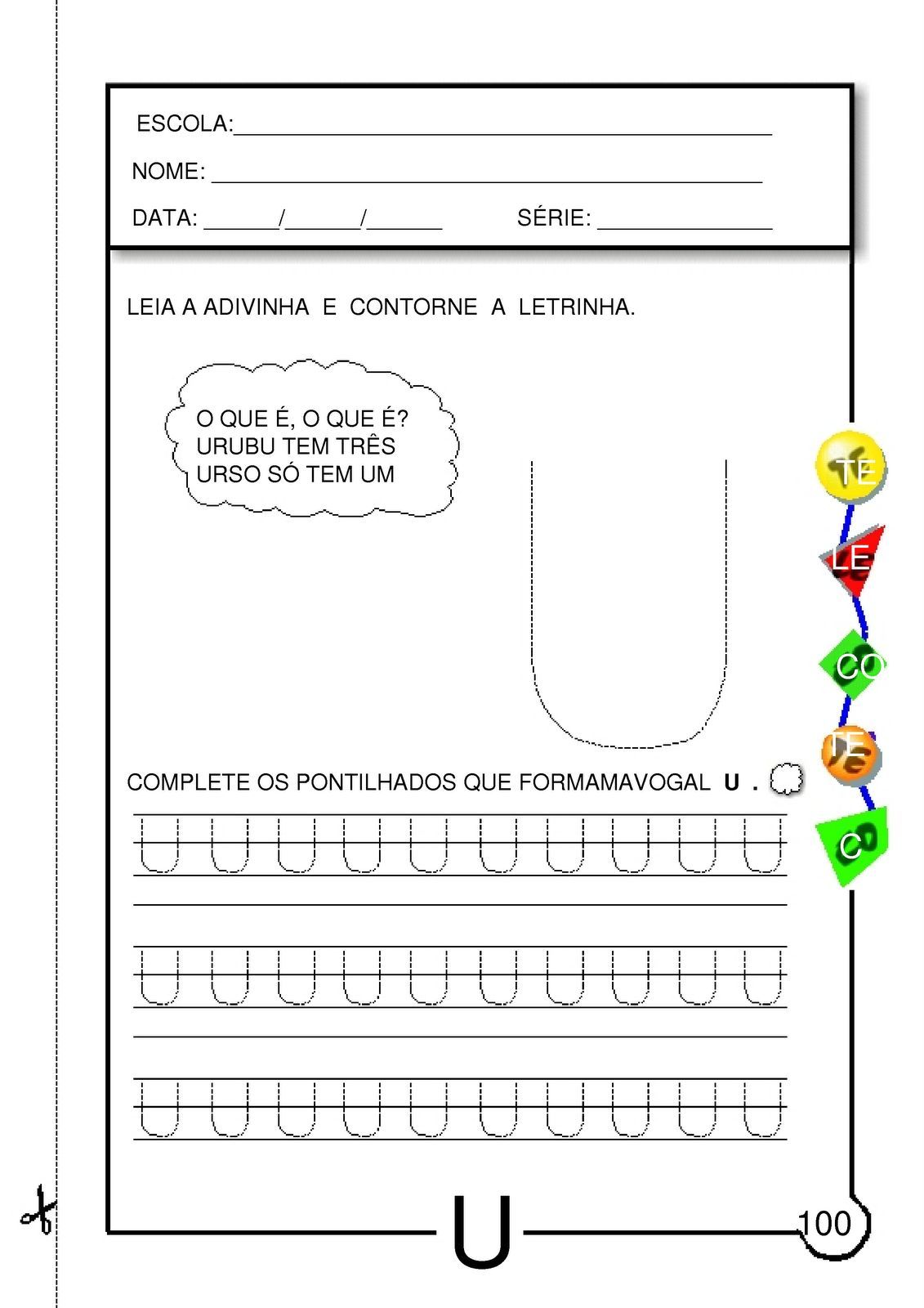 Atividades com a vogal U - atividades com vogais-ESPAÇO EDUCAR