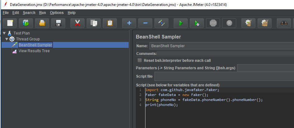 How to generate data using Faker Library and Beanshell in JMeter