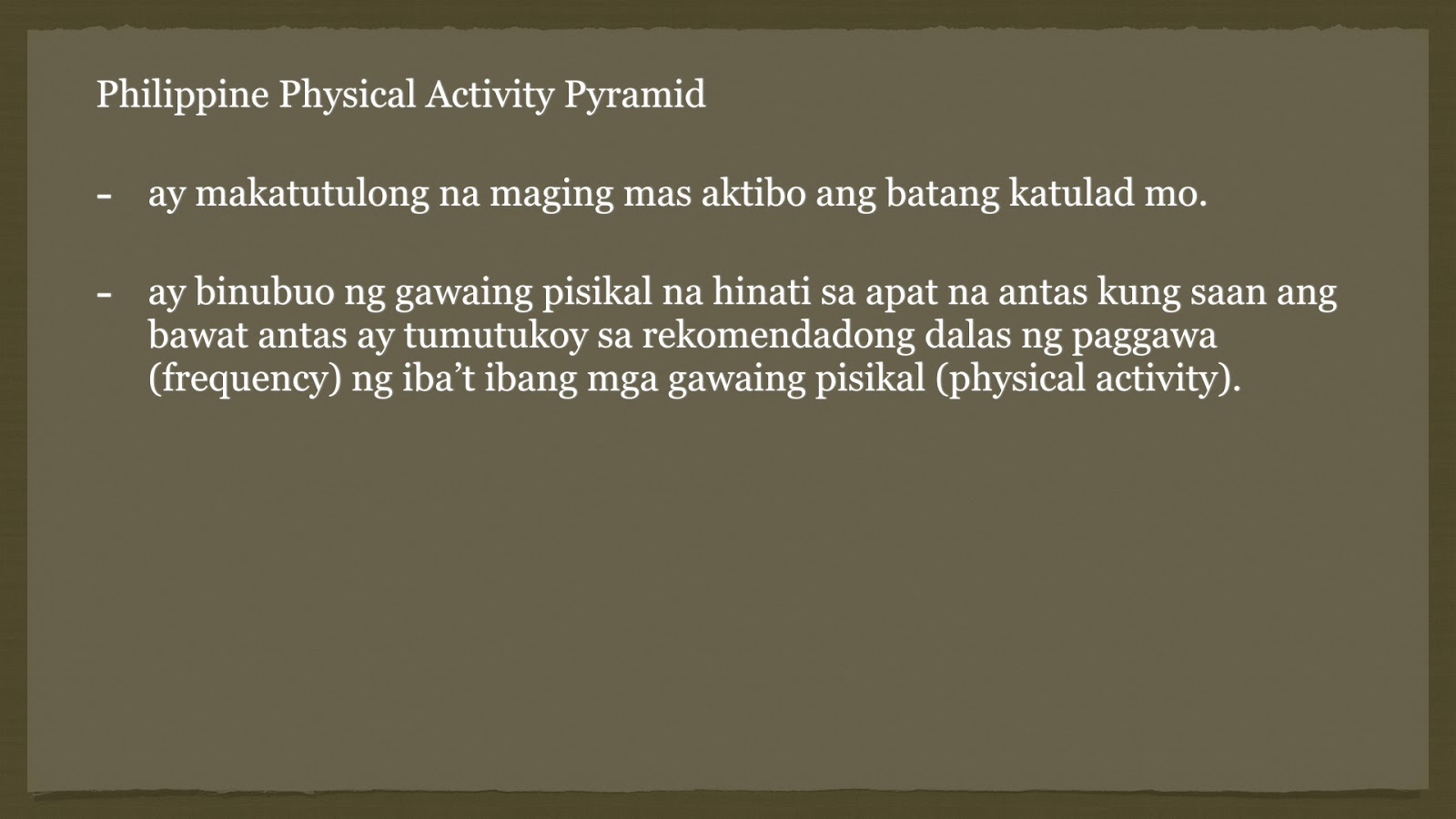 Philippine Physical Activity Pyramid