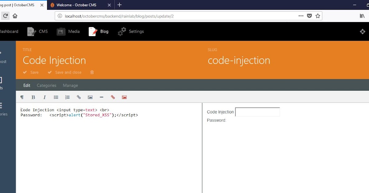 HTML Injection- October CMS - CVE-2018-7198