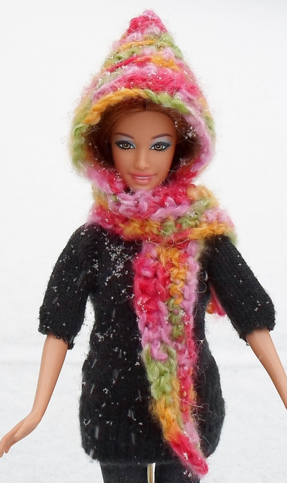 Happier Than A Pig In Mud: Easy Hooded Scarf for Barbie-Crochet Pattern