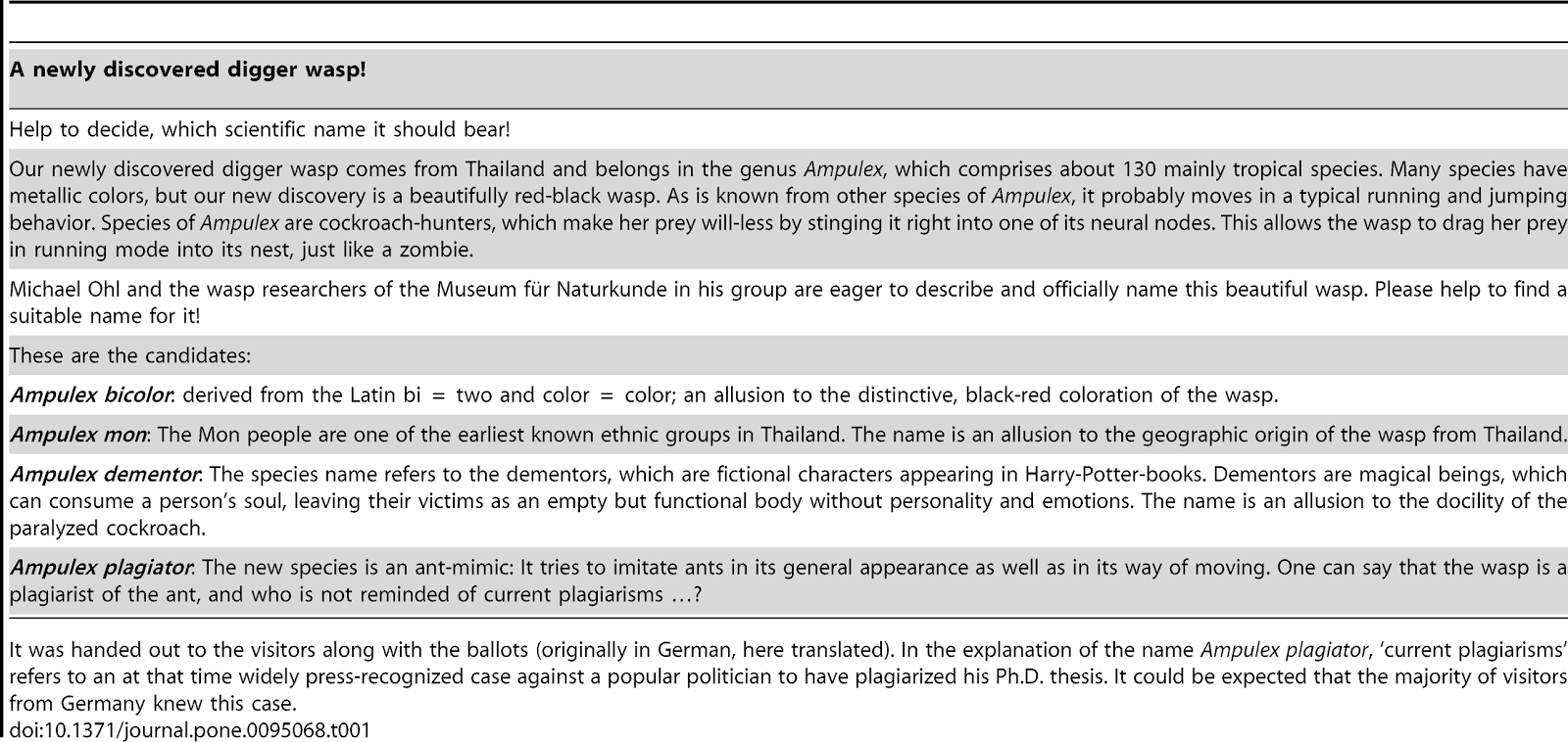 Species New to Science: [Entomology • 2014] Ampulex dementor • The Soul ...