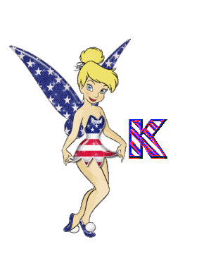 Abecedario de Tinkerbell con Vestido de la Bandera de USA. Tinker Bell ...