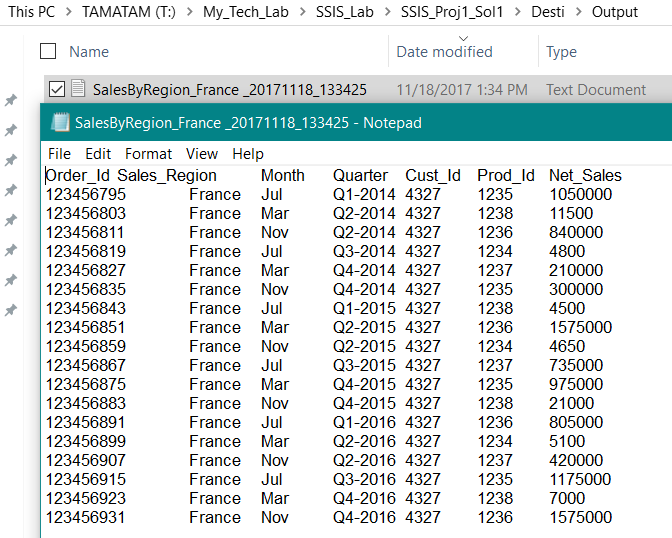 How to Create Multiple Flat File Destinations for each Region Data from Sales Table Source of ...