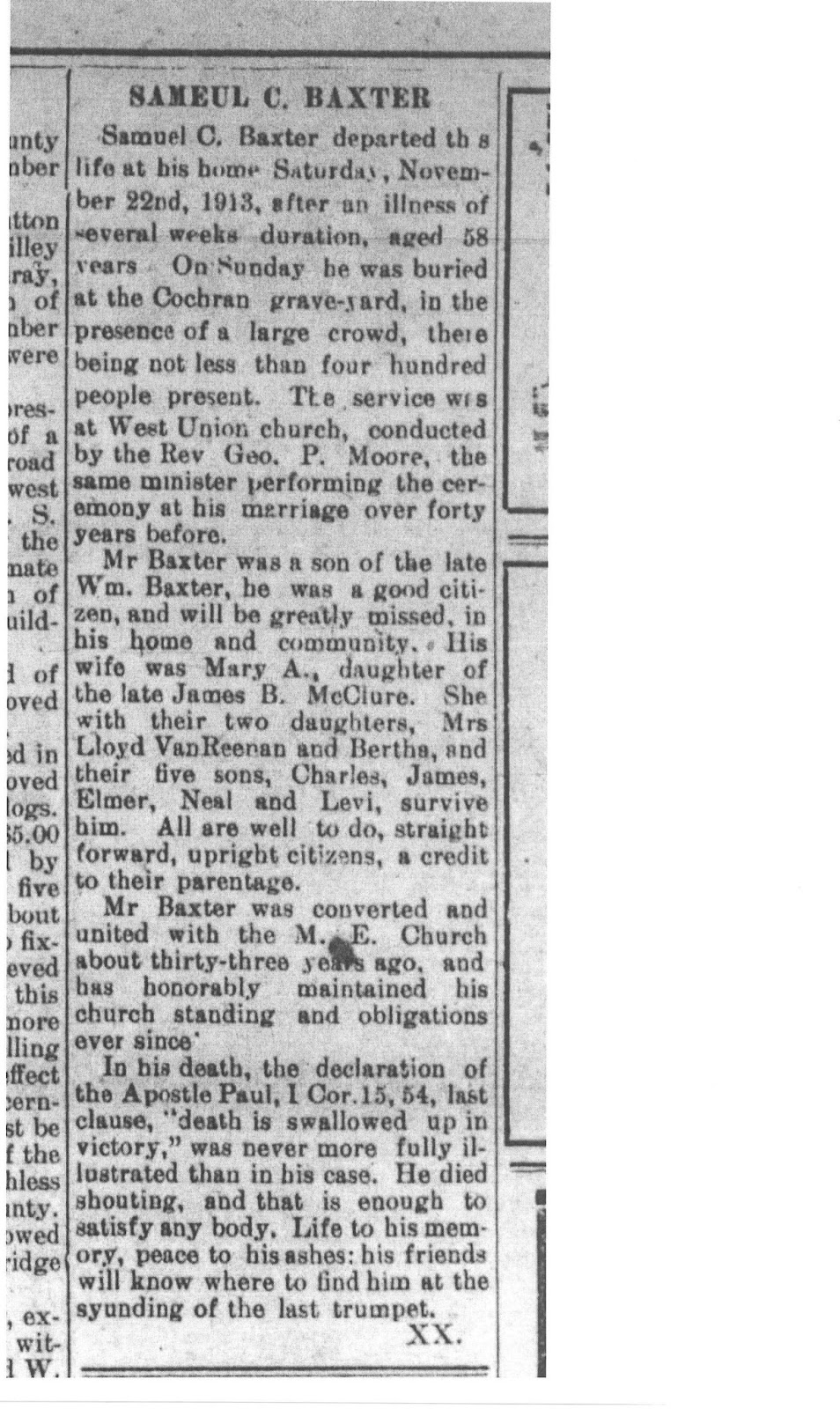 Pocahontas Commentator Plus: In Memory of Sam Baxter