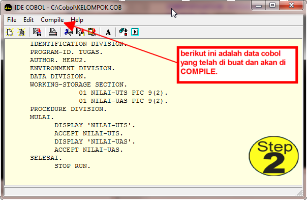 Contoh program sederhana cobol input nilai | Rekayasa Komputer
