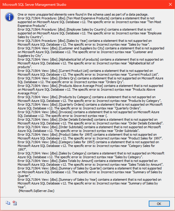 Hodentekmsss Exporting A Data Tier Application From Sql Server Using Ssms Has A Problem