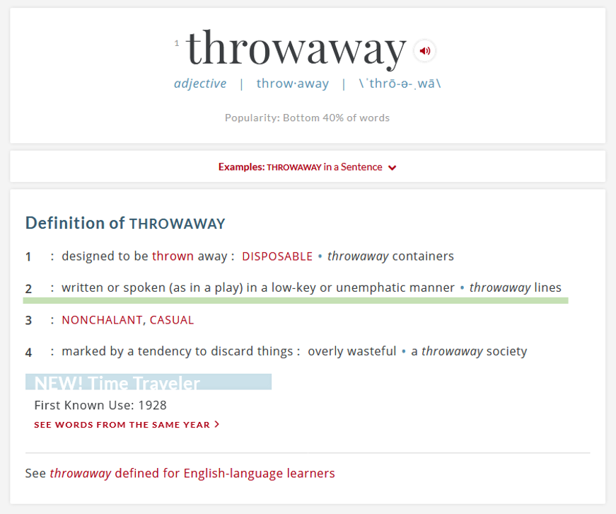 NeuroDojo: Throwaway lines
