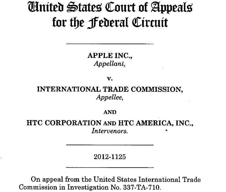 FOSS Patents: Apple appeals ITC decision on complaint against HTC to ...