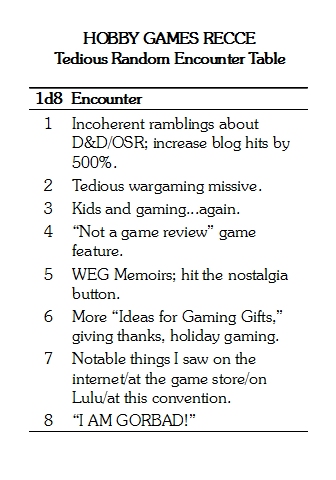 Hobby Games Recce: The Temptation of Random Tables