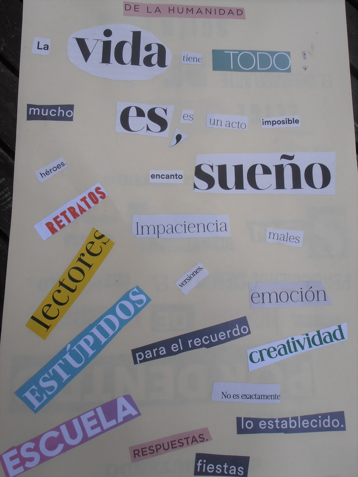 Literatura Universal Milladoiro: Poemas collage de 1º de Bachillerato