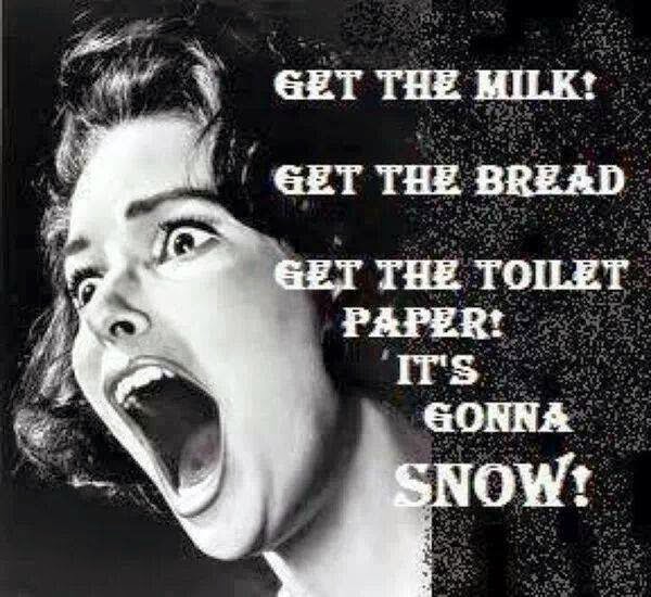 50 & Fabulous: GET THE MILK, GET THE BREAD! IT'S GONNA SNOW!!!!