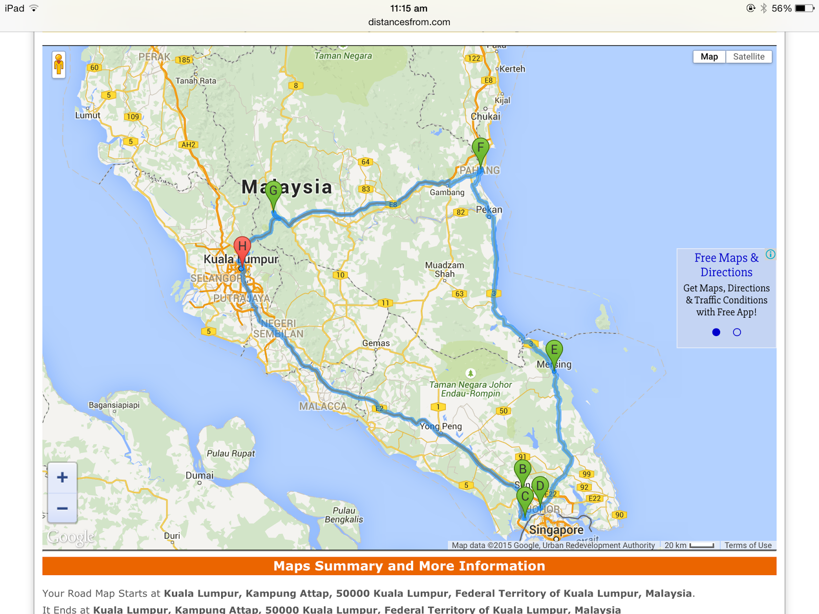 South Malaysia Road Trip Map ~ Parenting Times
