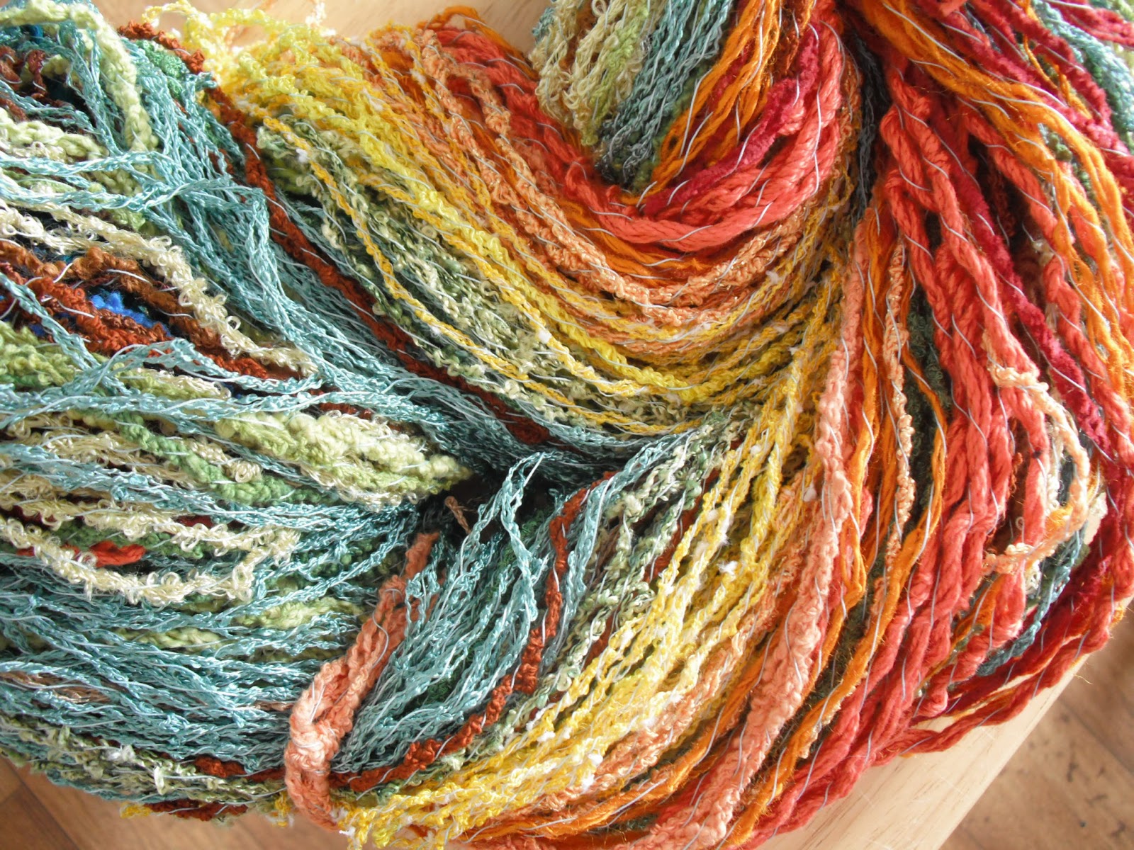 Hearts on Fibre: Navajo Plied Hand Spun Rainbow Leftover Yarn.