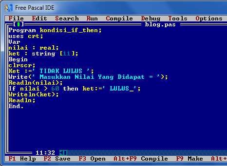 Contoh Program Penggunaan Kondisi IF-Then Pada Pascal | SYA'iRi Blog