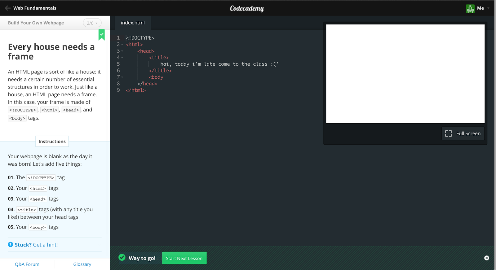 Hey, I'm Jesslyn.: Code Academy : Html & Css | Build Your Own Webpage