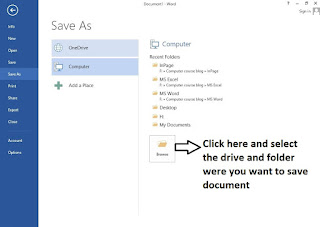 Saving a document in MS Word - computer free courses