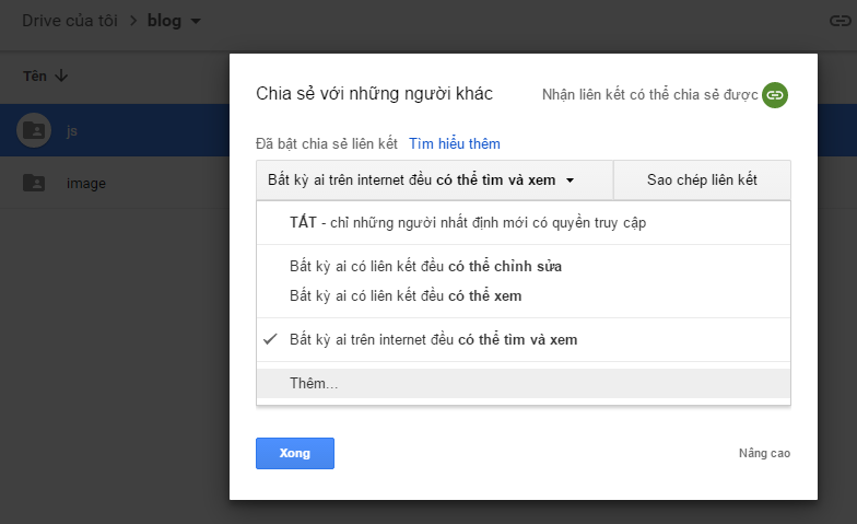 Upload file js, css lên google drive để sử dụng