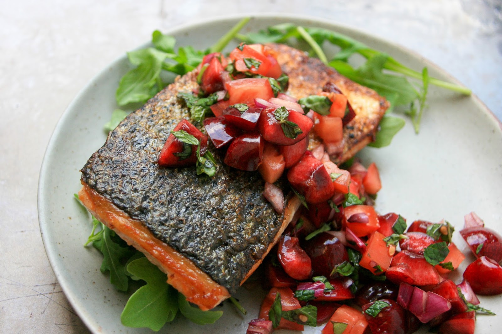 Little Rosetta: Crispy Salmon with Cherry Salsa