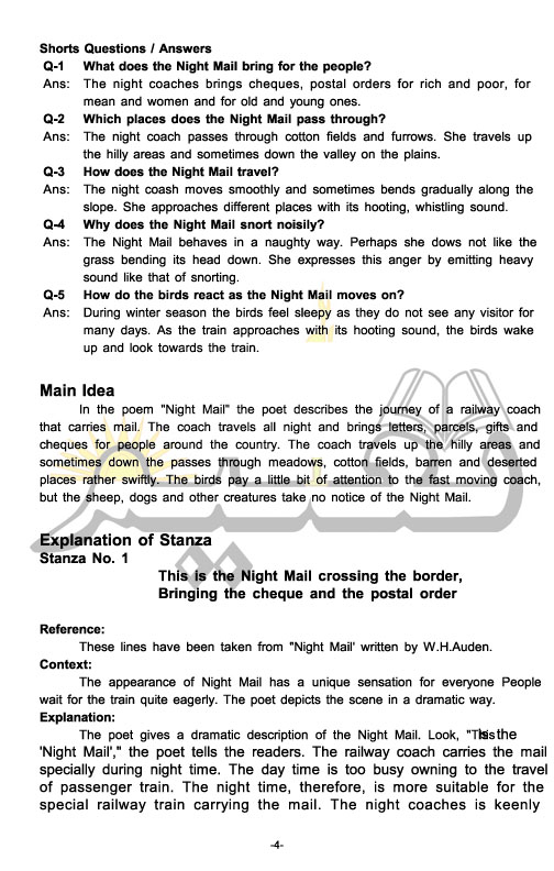 Online Taleem: Night Mail by W.H.Auden