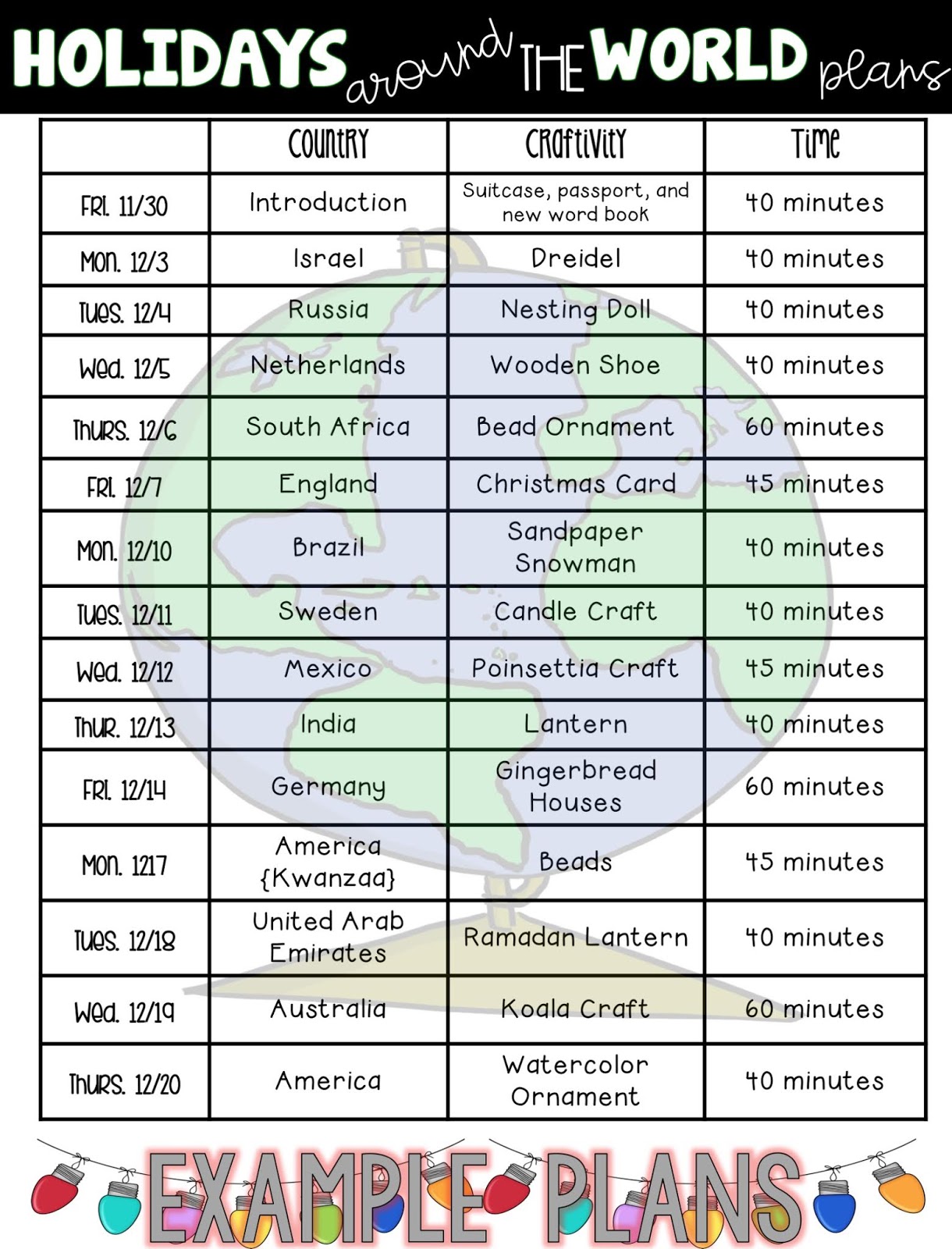 What the Teacher Wants!: Holidays Around the World Plans 2018