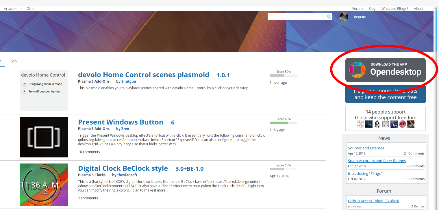 K * Digest!: Easily Pimp Your KDE Desktop Using The OpenDesktop App And The KDE Store