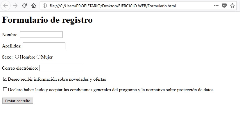 Las 8 Puertas: Ejemplo de Formulario