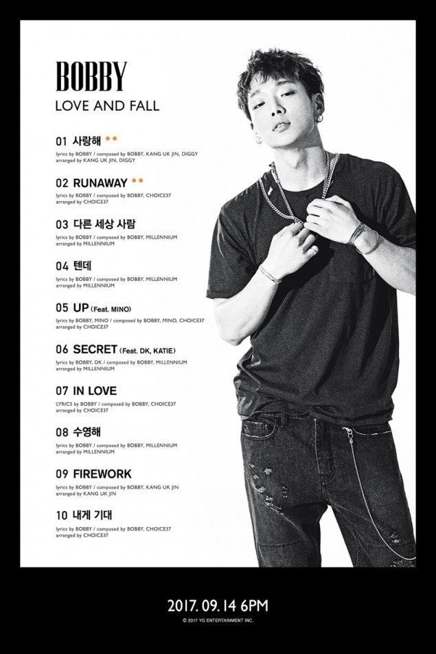 BOBBY DO IKON REVELA TRACKLIST DO SEU PRIMEIRO ÁLBUM SOLO!
