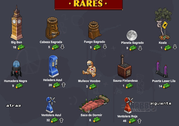 Habbo party: Catalogo de rares.