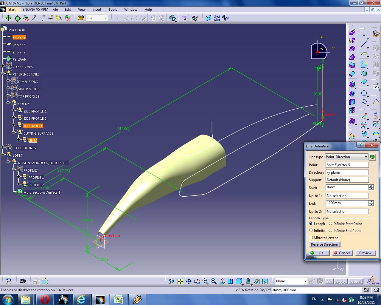 Scratchbuilding a 1/20 scale F1 replica: F1 car design in Catia V5 v