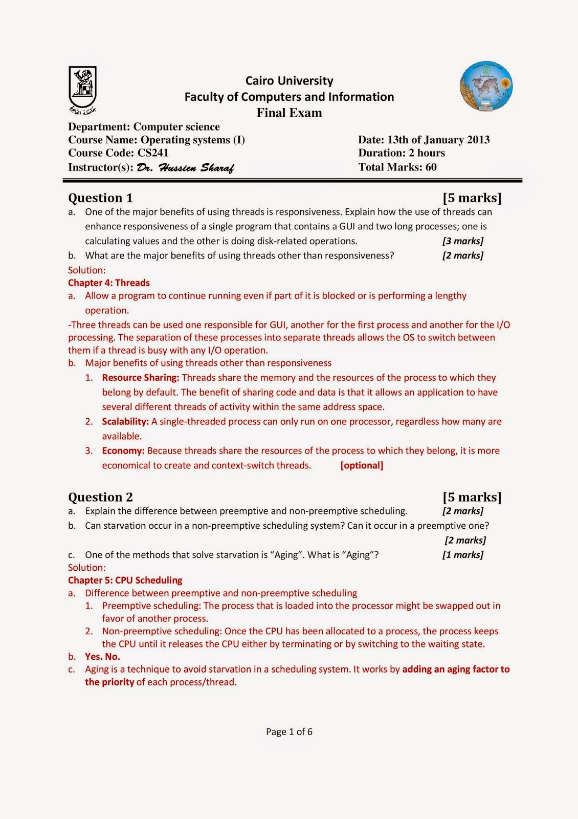 Du Cs Lectures Operating Systems Question Paper And Solution
