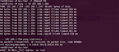 head tap: linux: adjusting network speed using mii-tool